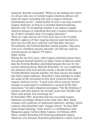 The Yoshida Brothers lead a wave of musicians whose youthful, inno.docx