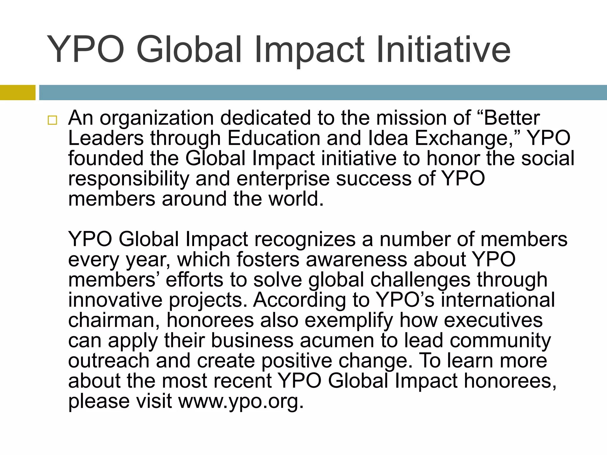 The YPO Global Impact Initiative | PPTX