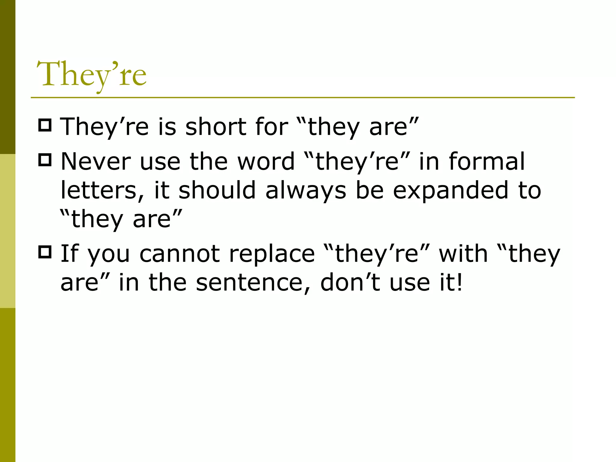 They're, Their, and There presentation | PPT