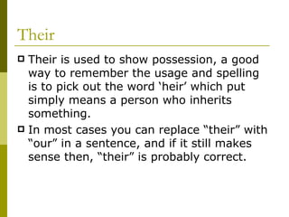 They're, Their, and There presentation | PPT