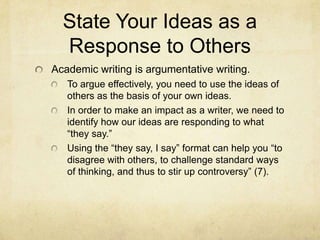 They say, I say ch 1 | PPTX