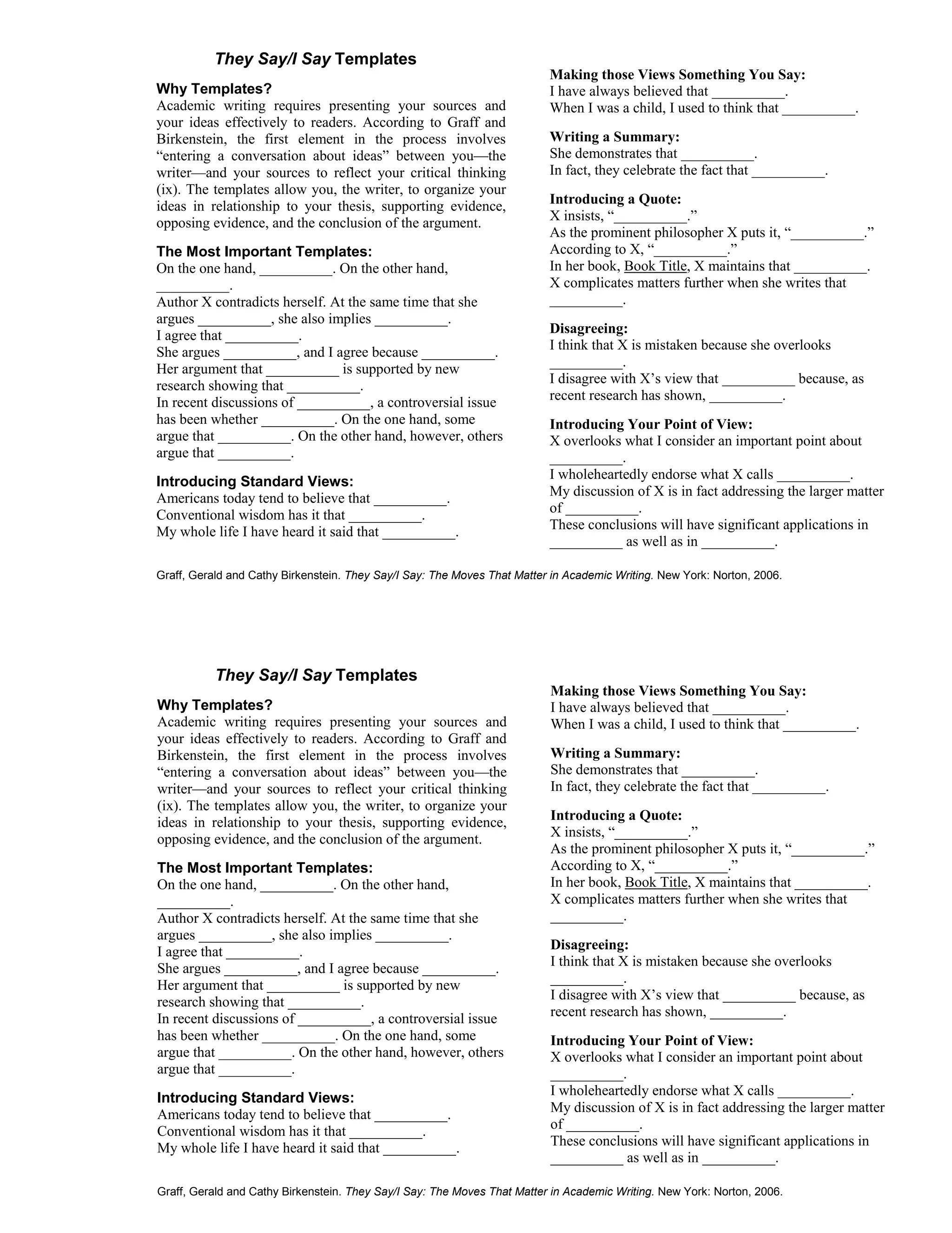 Theysay essay template | PDF