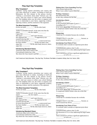 Theysay essay template | PDF