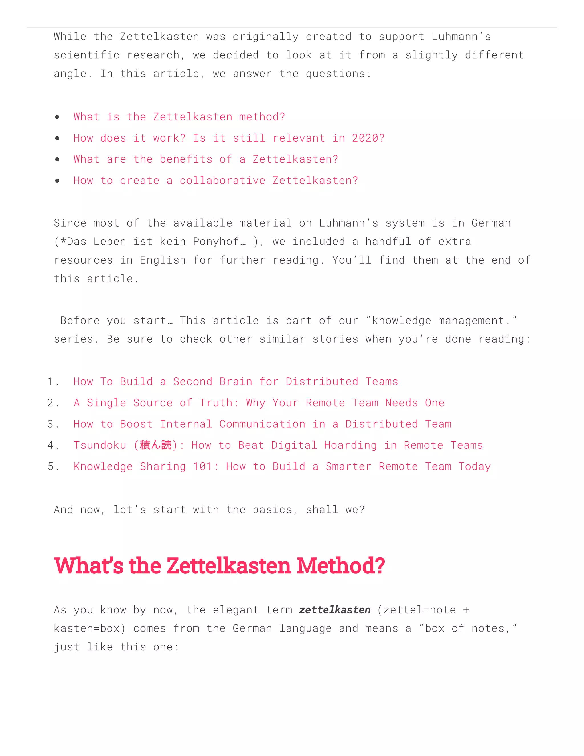 The Zettelkasten Method for Distributed Teams | PDF | Science