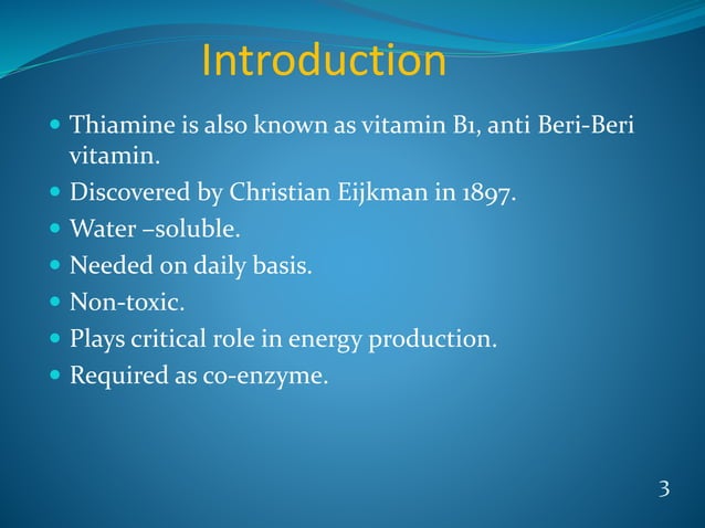 Thiamine | PPTX | Blood Disorders | Diseases and Conditions