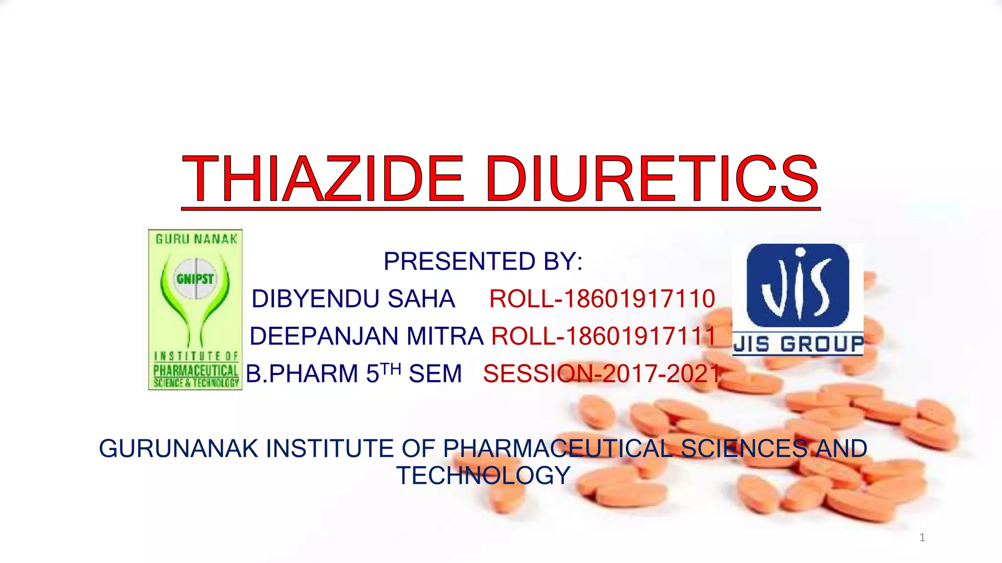 Thiazide diuretics | PPTX