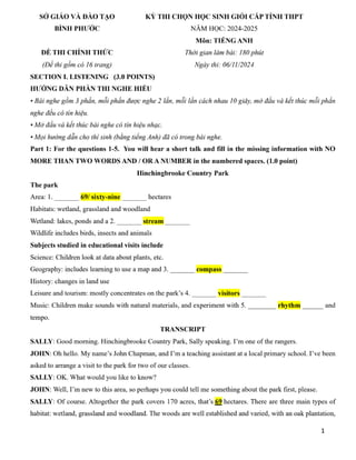 ĐỀ THI CHỌN HSG LỚP 12 THPT, THPT CHUYÊN NĂM HỌC 2024-2025 CÁC TỈNH MÔN TIẾNG ANH (CÓ FILE NGHE ...