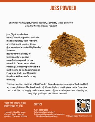 Joss powder/jigat powder for making incense from Vietnam +84905042860 ...