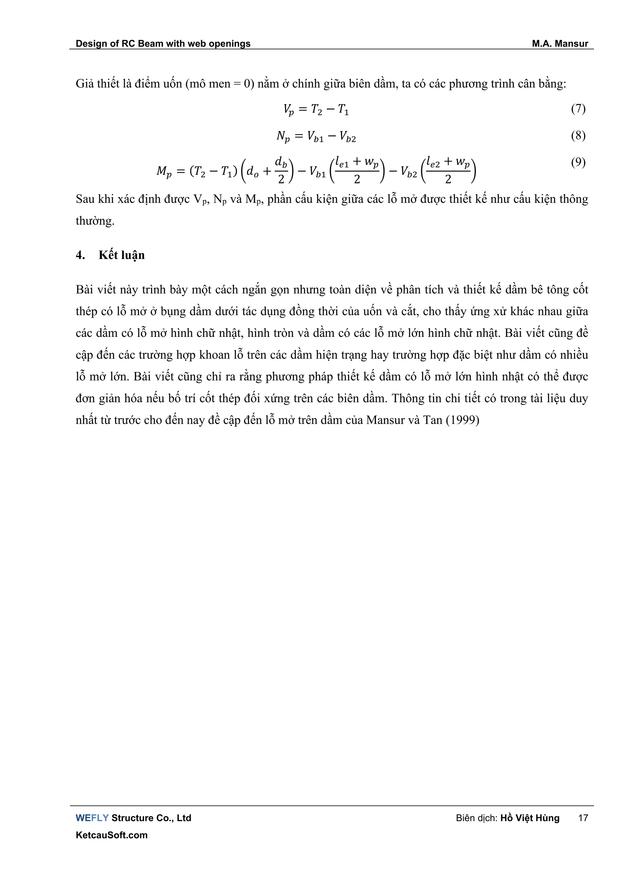 Thiết kế lỗ mở trên dầm | PDF