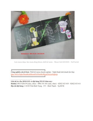 Thiết Kế Menu Giá Rẻ Chỉ 50k/Trang | PDF