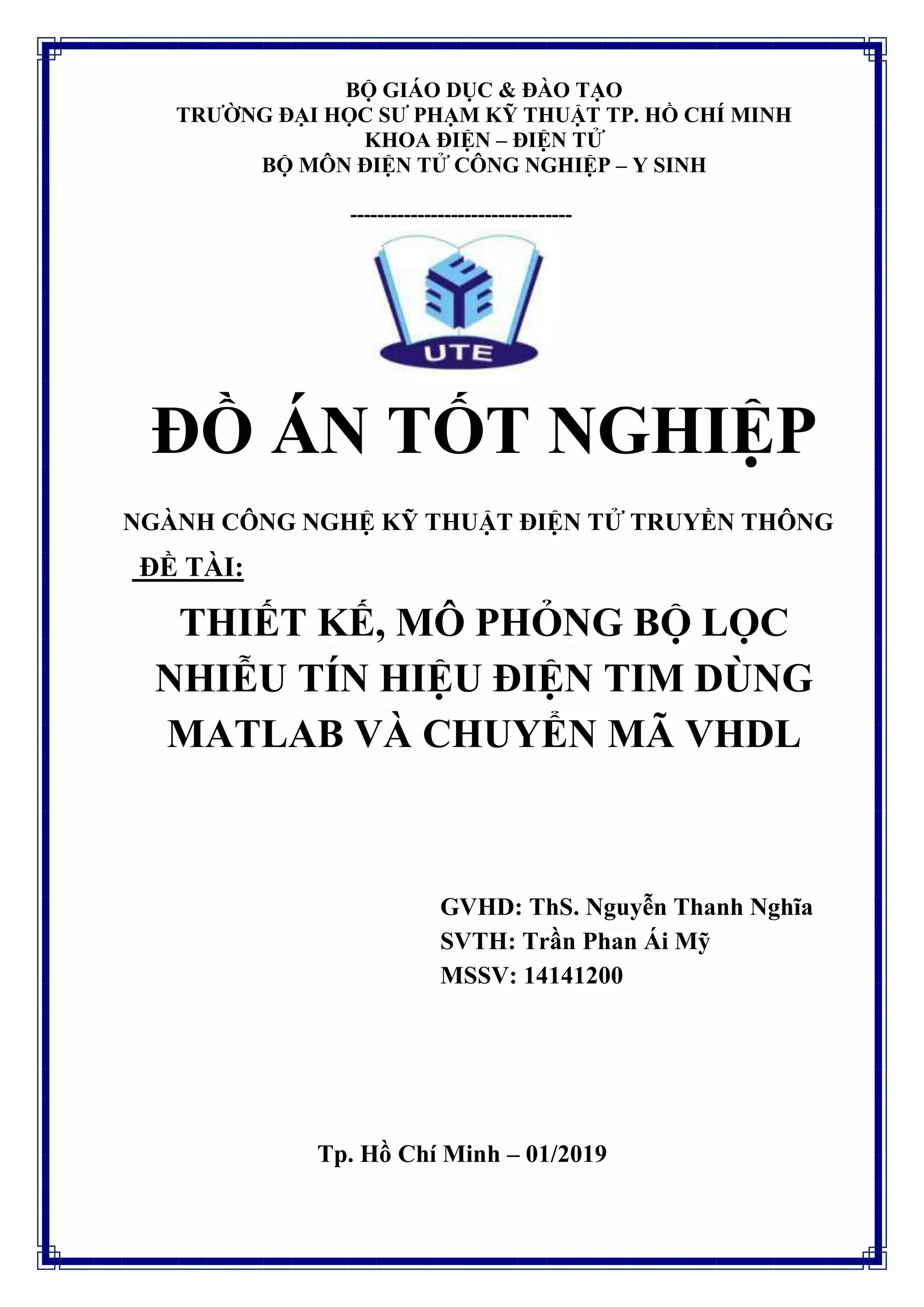 Đề tài: Mô phỏng bộ lọc nhiễu tín hiệu điện tim dùng Matlab, 9đ | PDF