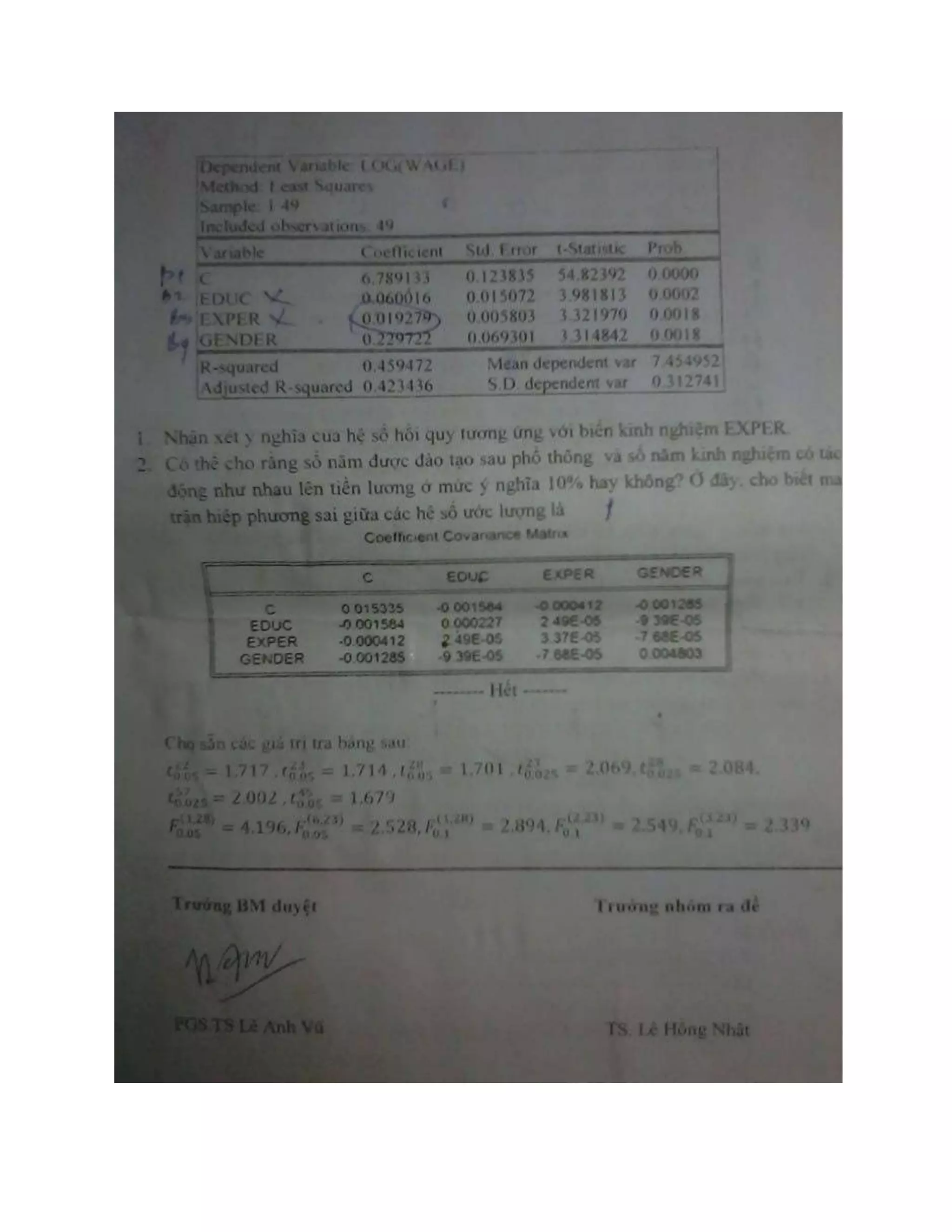 đề Thi kinh tế lượng 2013 uel | PDF