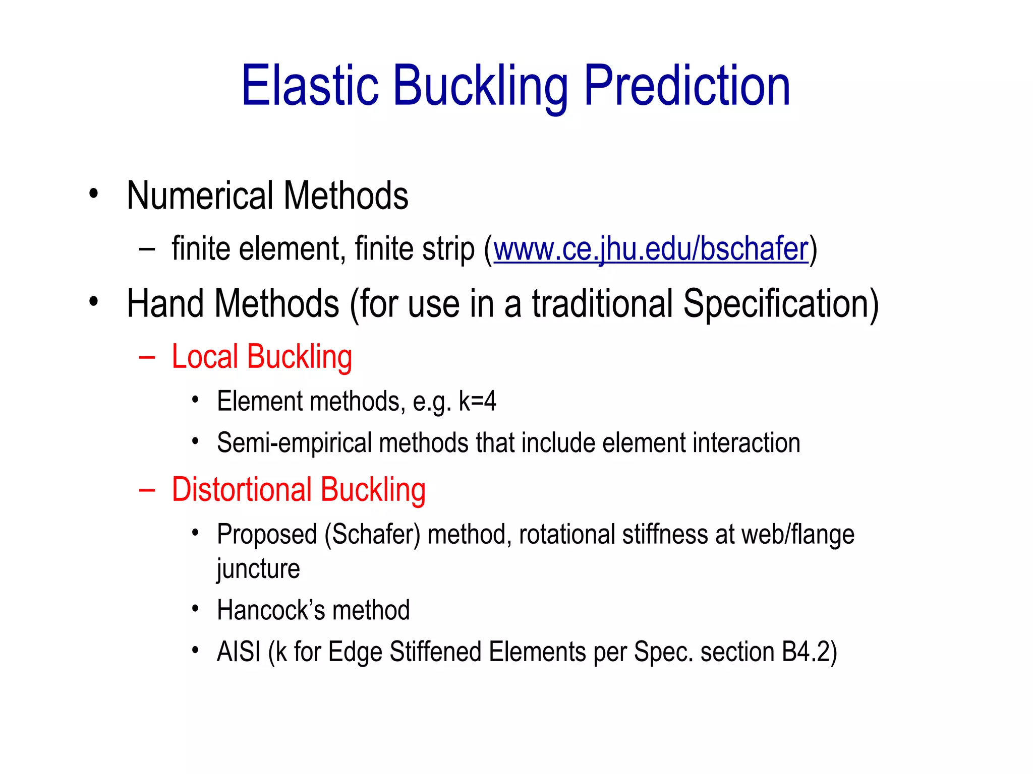 Thin-walled column design considering local, distortional and euler ...