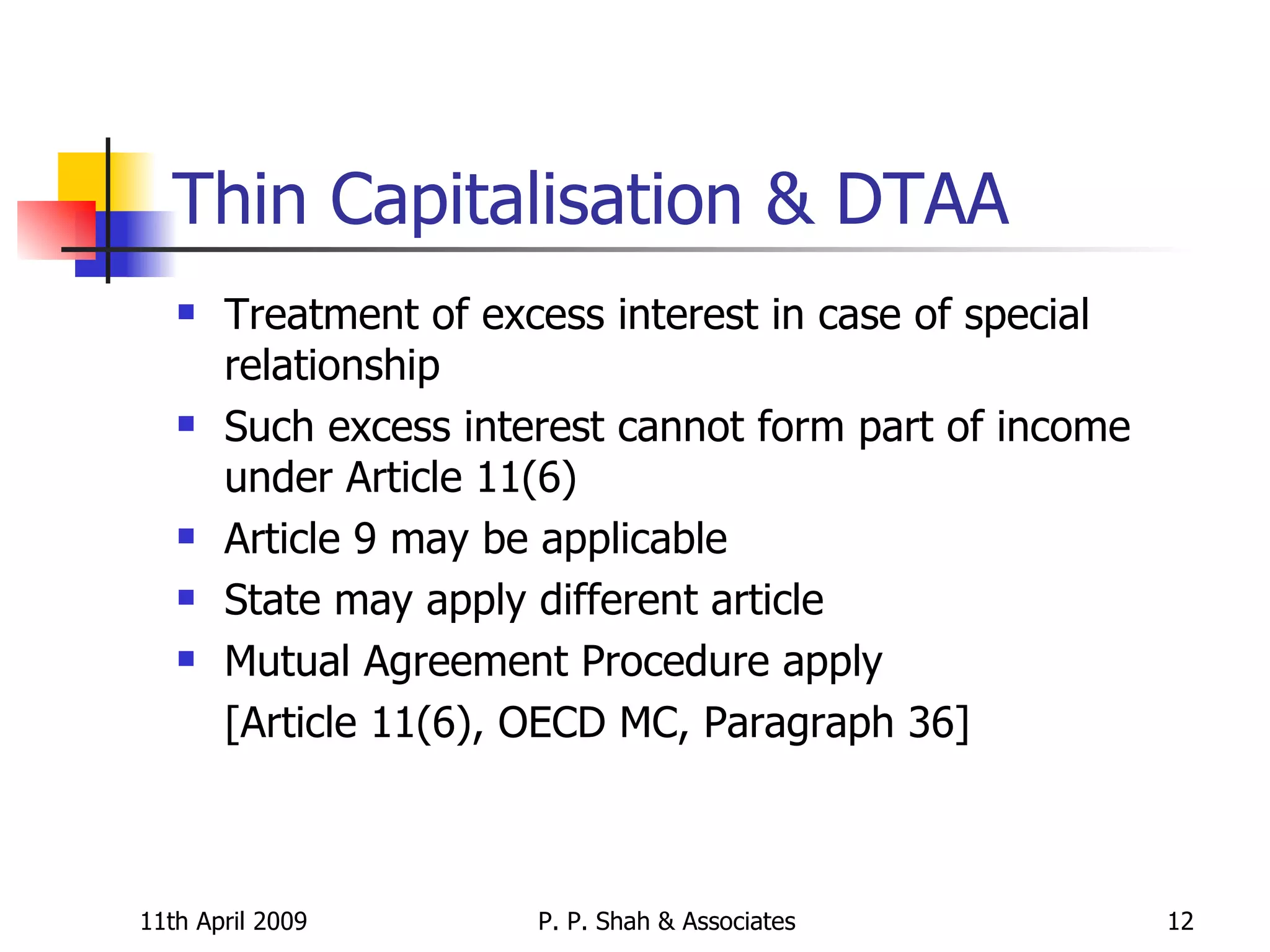 Thin capitalisation 110409 | PPT