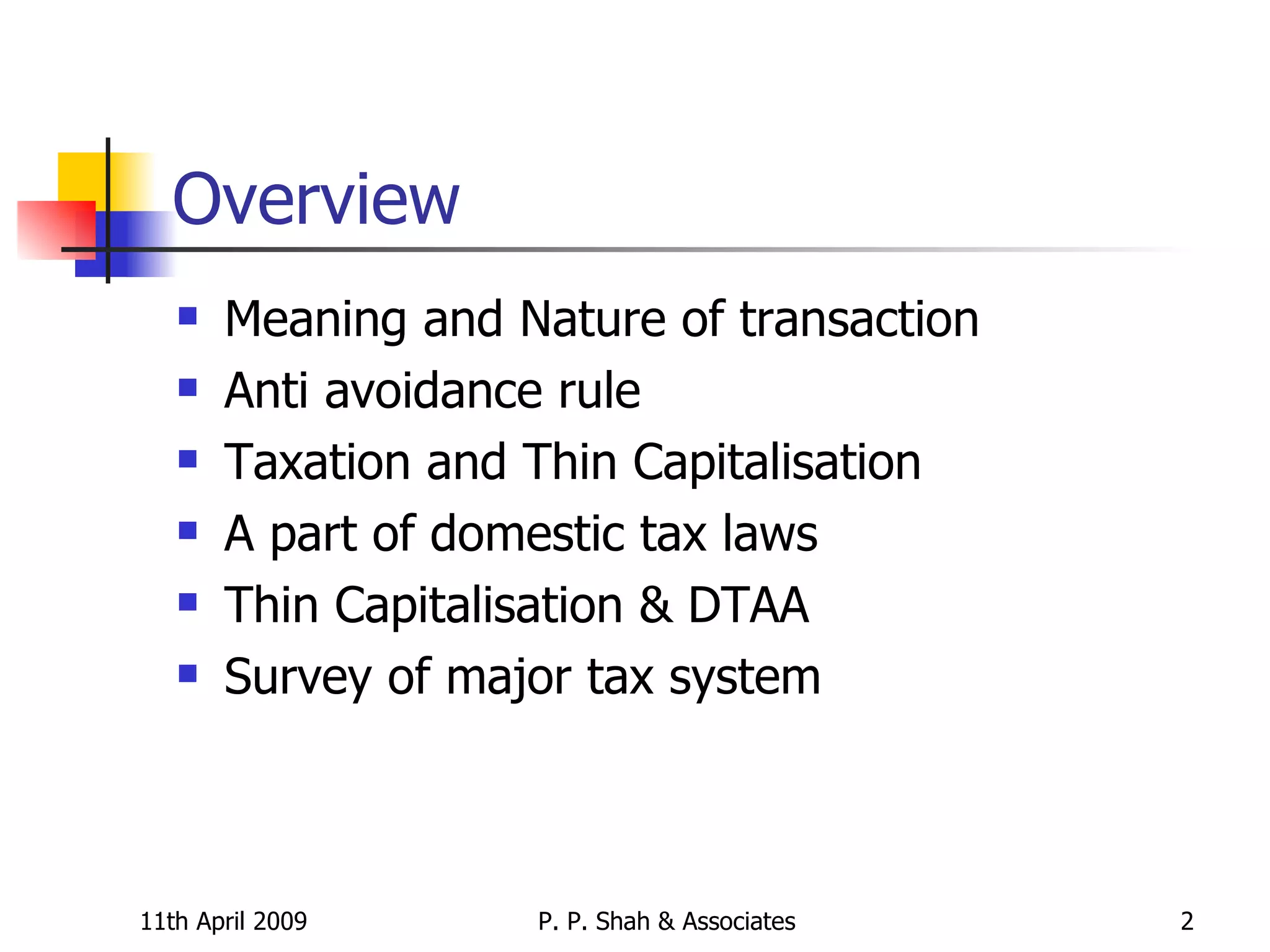 Thin capitalisation 110409 | PPT