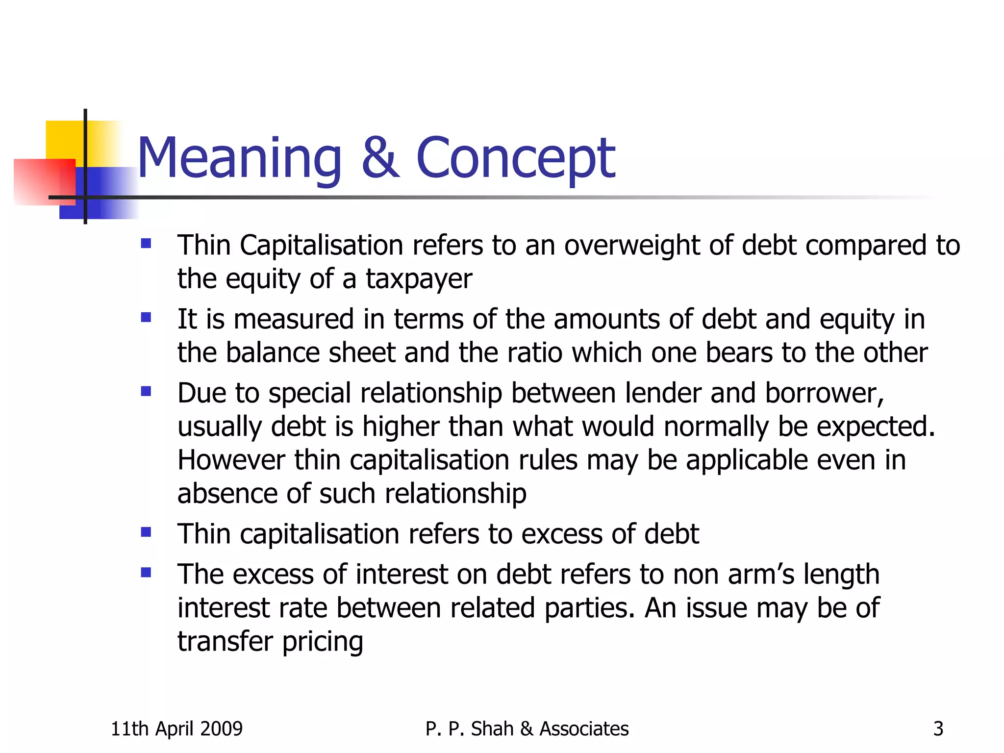 Thin capitalisation 110409 | PPT
