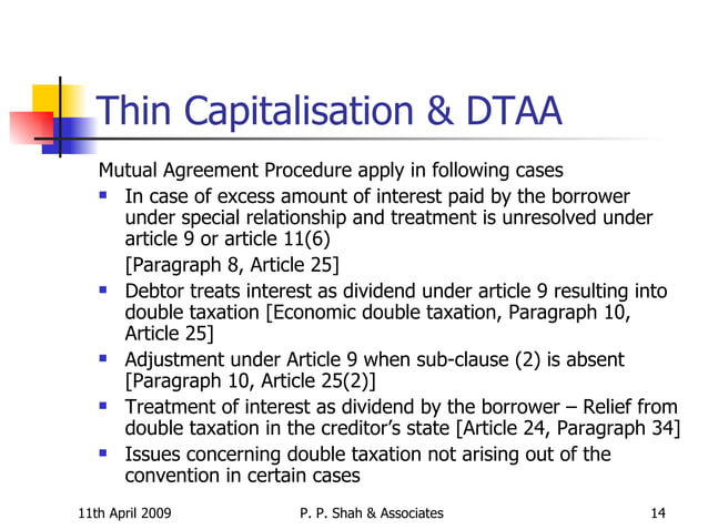 Thin capitalisation 110409 | PPT | Stocks and Bonds | Personal Investing