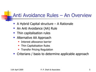 Thin capitalisation 110409 | PPT