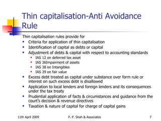 Thin capitalisation 110409 | PPT