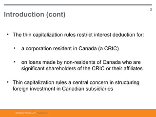Thin capitalization changes - Structuring Canadian Investments | PPT