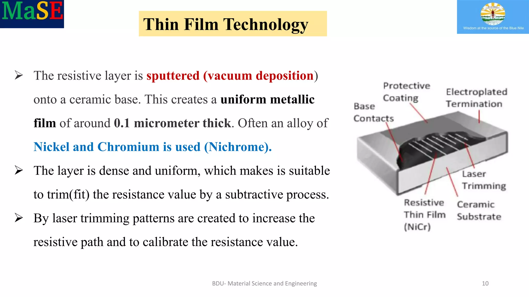 Thin film and thick film resistor | PDF