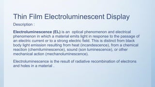 Thin film electroluminescent display | PPTX