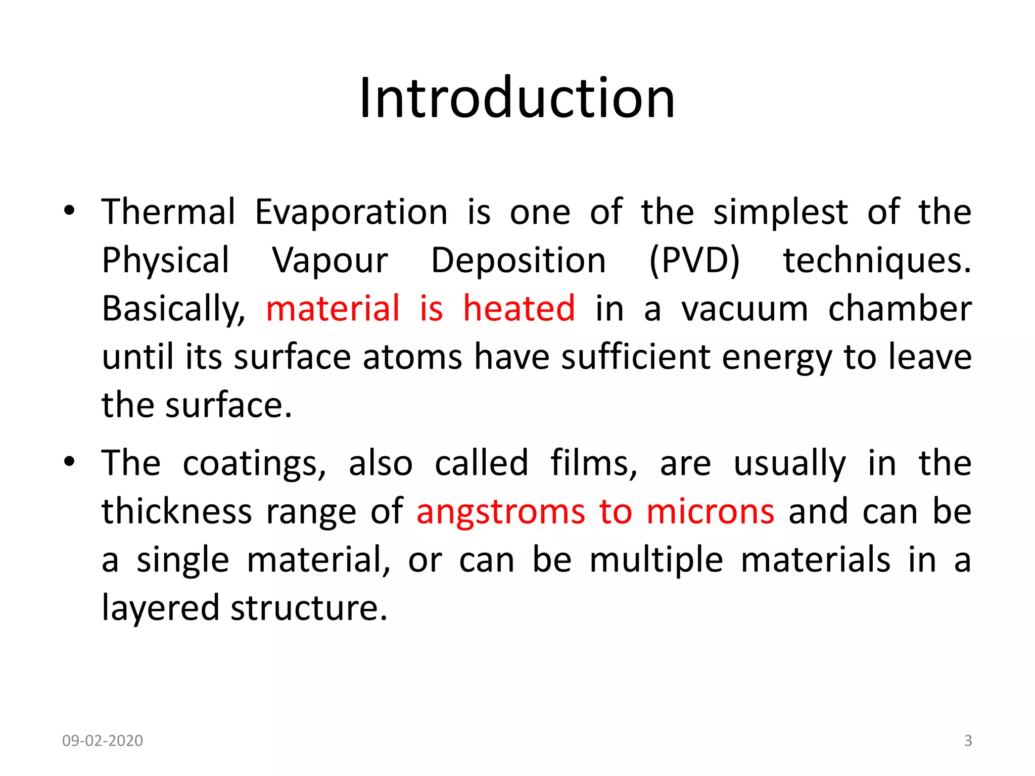 Thin film fabrication using thermal evaporation | PPTX