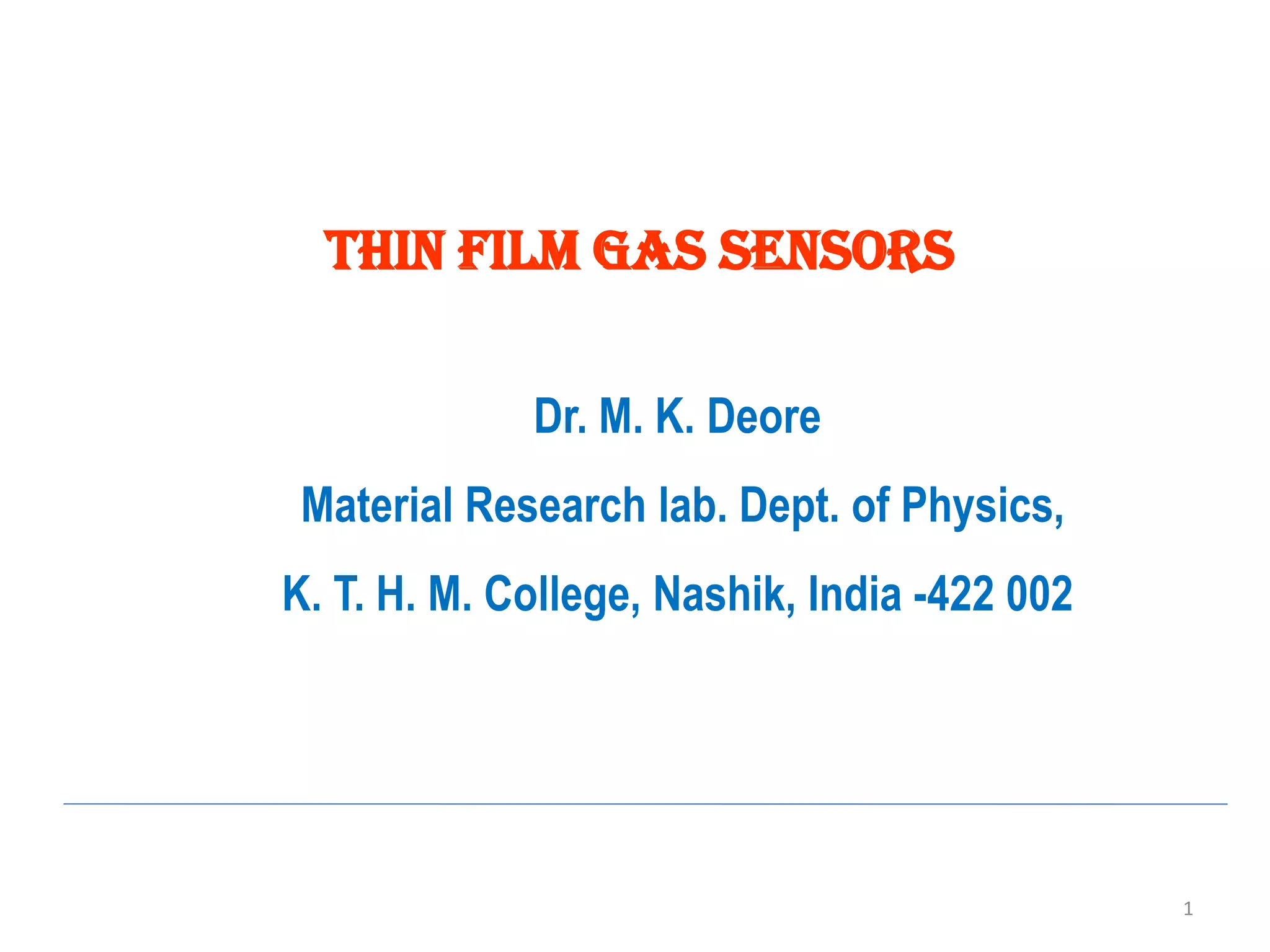 Thin film gas sensor | PDF