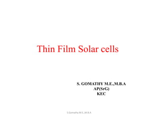 Thin film solar cells | PDF