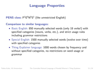 The Controlled Natural Language of Randall Munroe’s Thing Explainer | PPT