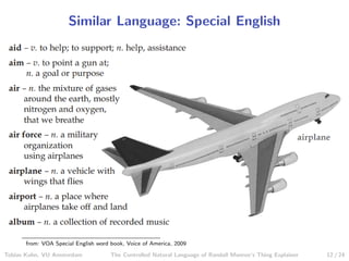 The Controlled Natural Language of Randall Munroe’s Thing Explainer | PPT