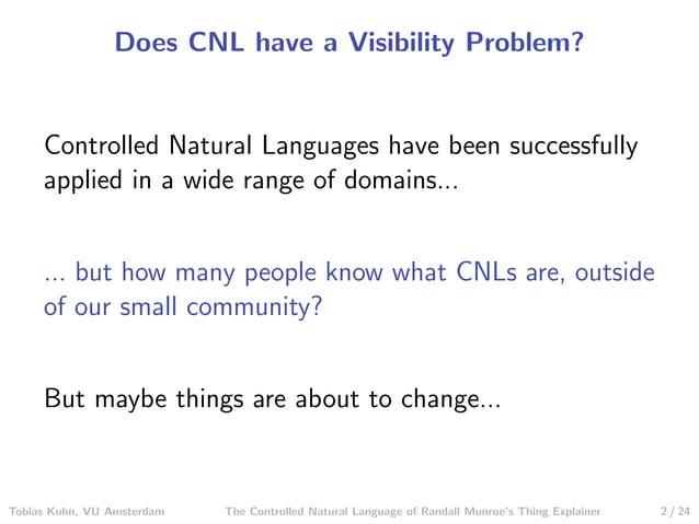 The Controlled Natural Language of Randall Munroe’s Thing Explainer | PPT