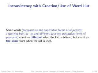 The Controlled Natural Language of Randall Munroe’s Thing Explainer | PPT