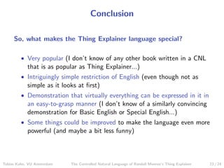 The Controlled Natural Language of Randall Munroe’s Thing Explainer | PPT