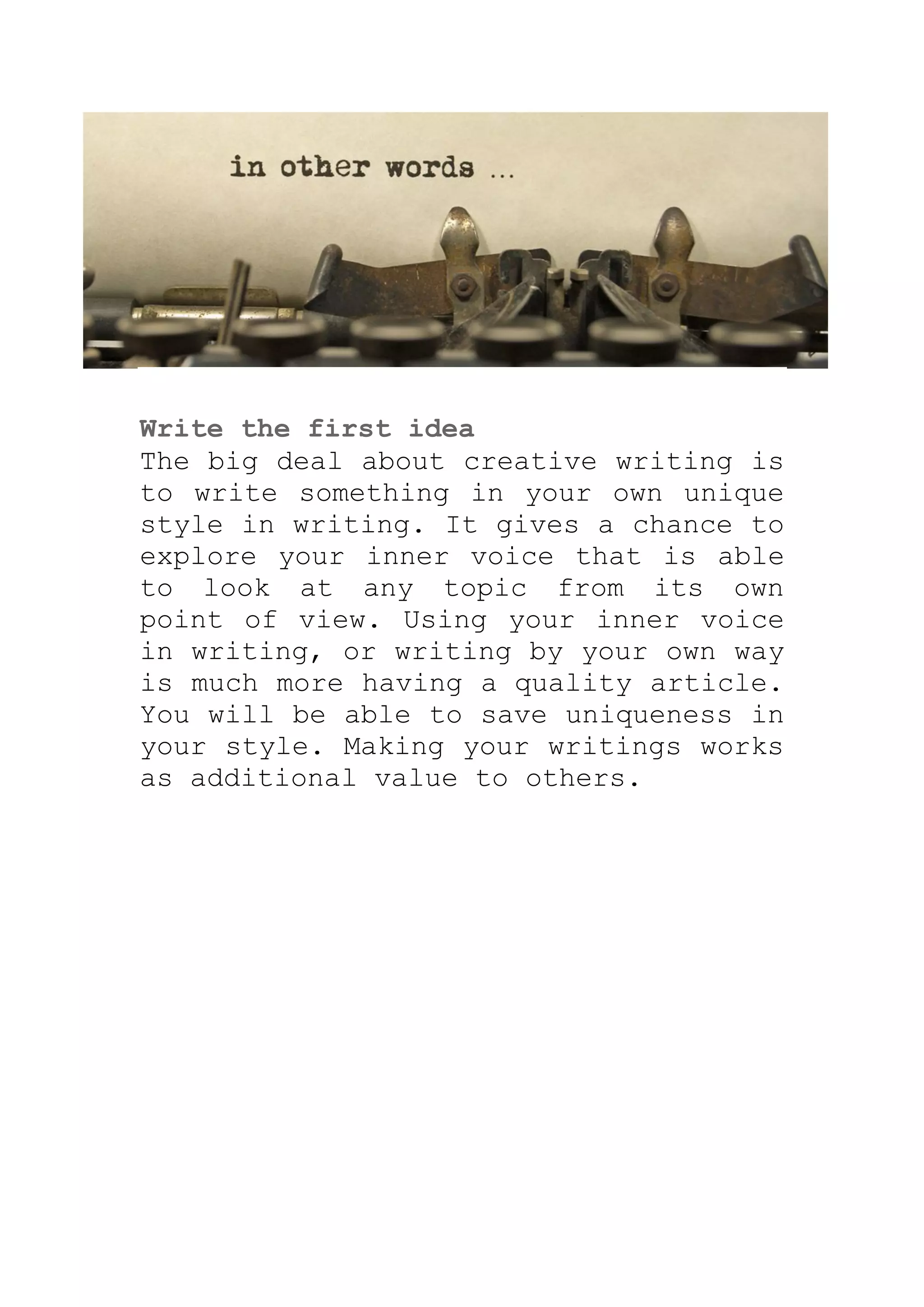 Things to do in the first creative writing session | PDF