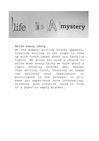 Things to do in the first creative writing session | PDF