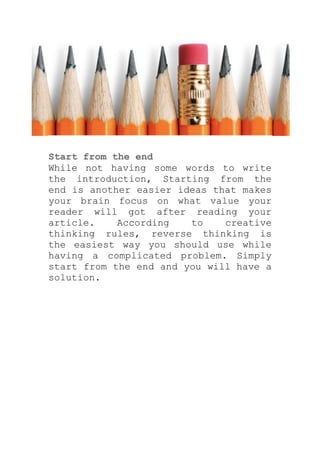 Things to do in the first creative writing session | PDF