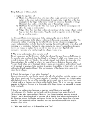 Things Fall Apart Questions | DOCX