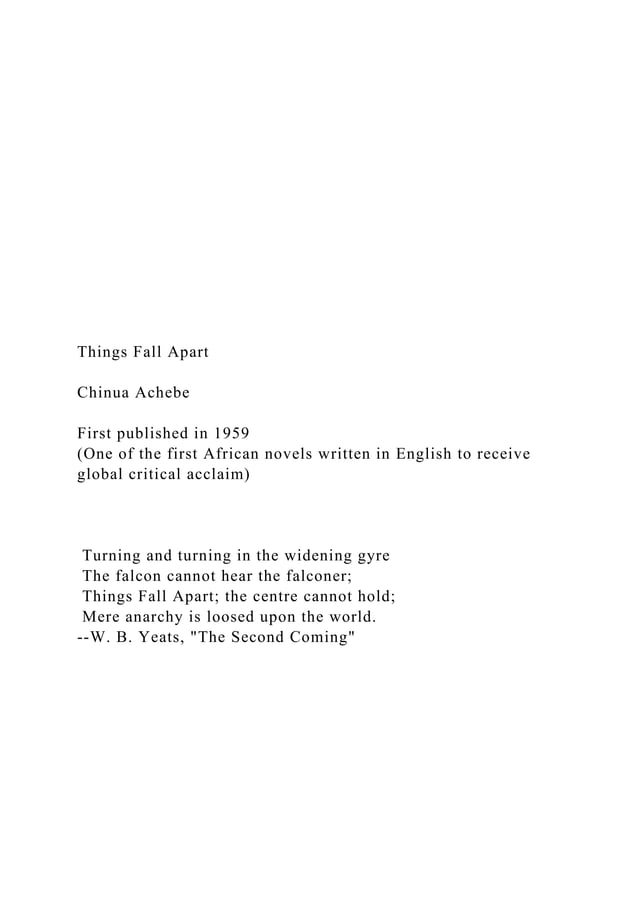 Things Fall Apart Chinua Achebe .docx