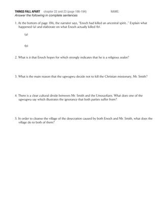 Things fall apart questions | PDF