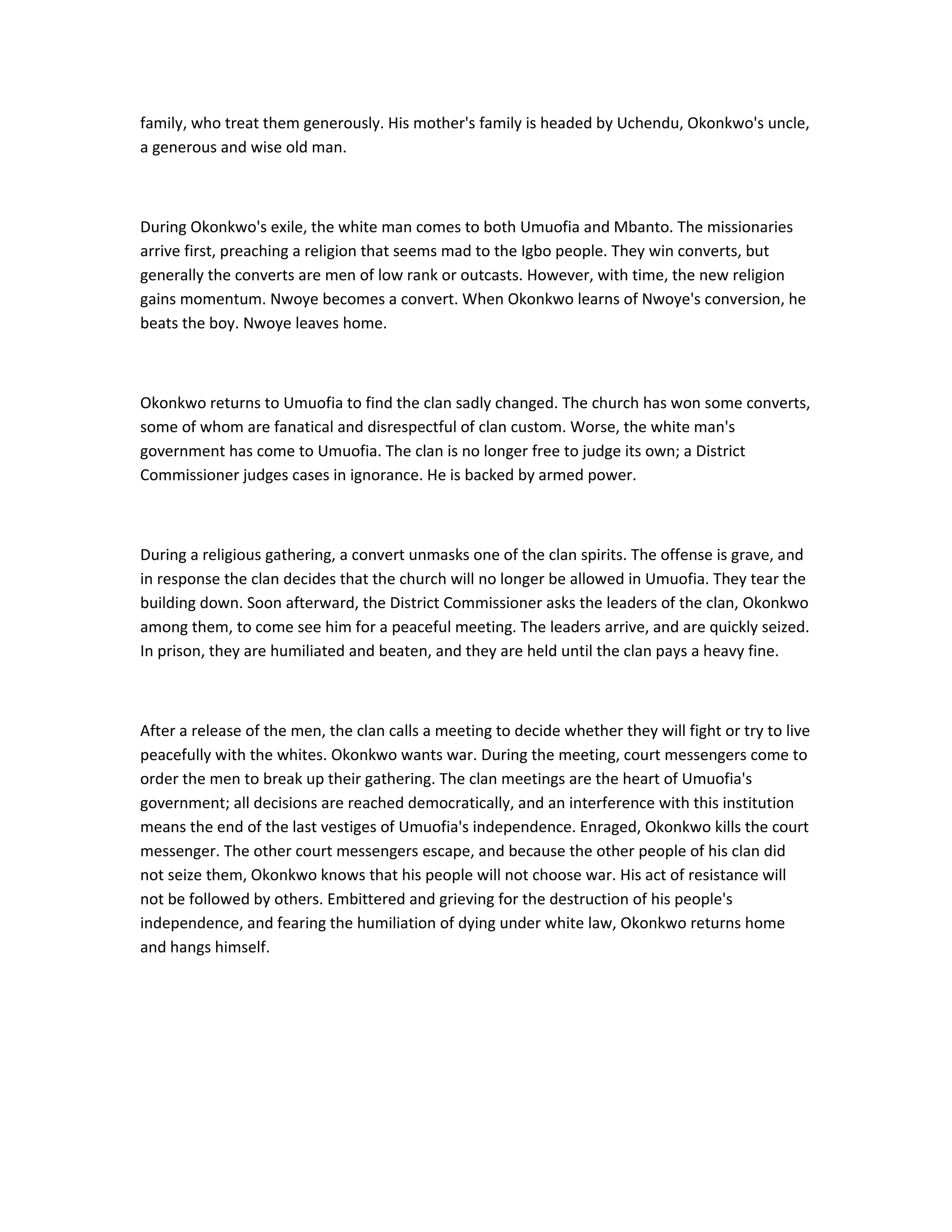 Things fall apart summary short | RTF