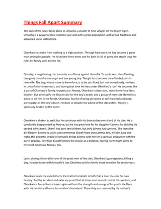 Things fall apart summary short | RTF