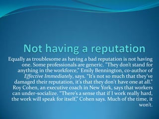 Things that can damage your reputation at work | PPT