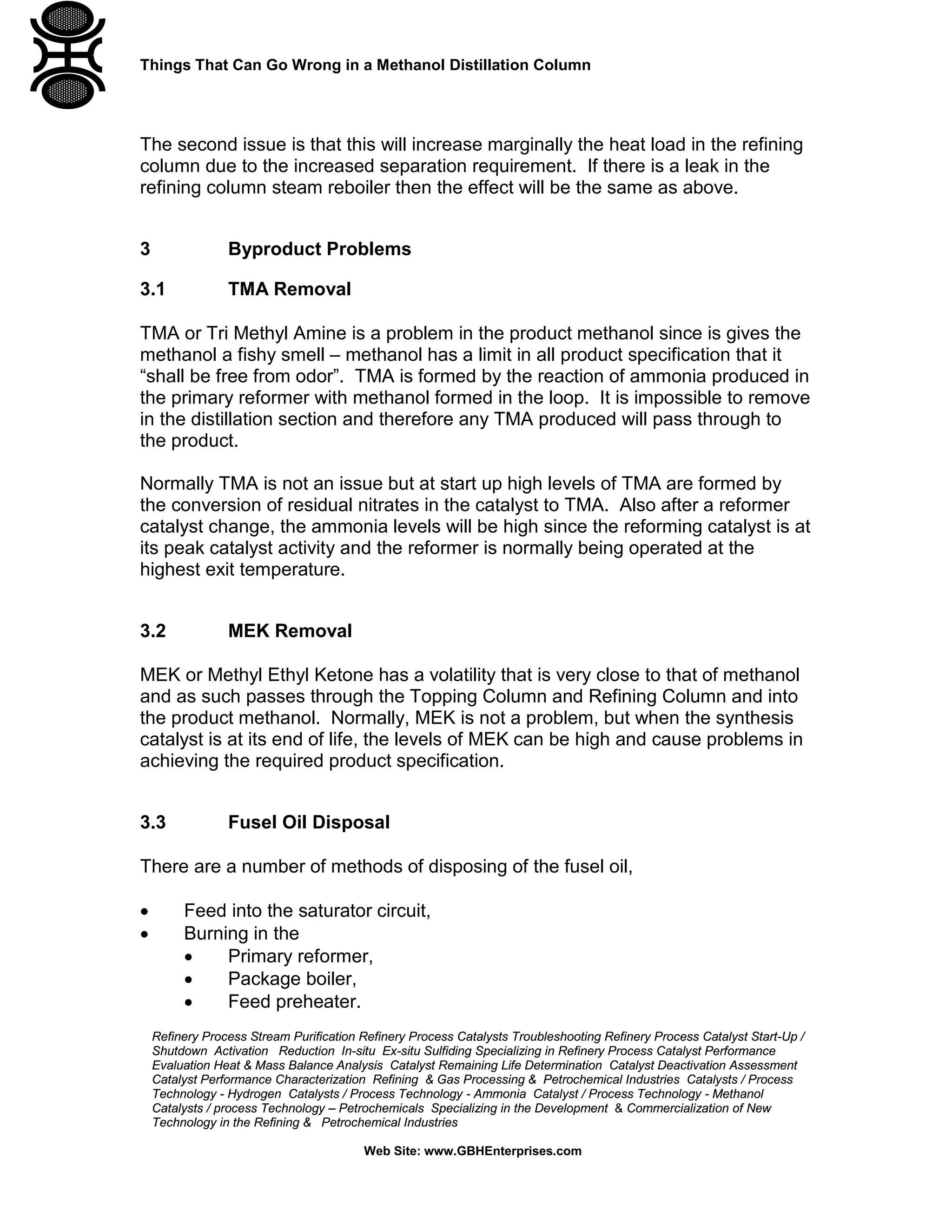 Things That Can Go Wrong in a Methanol Distillation Column | PDF