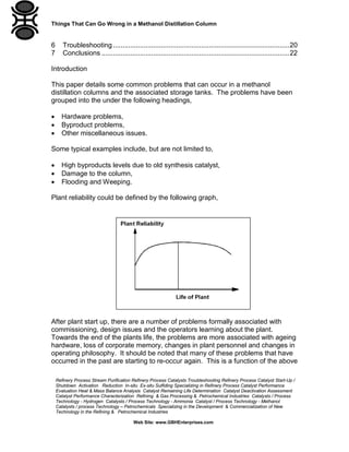 Things That Can Go Wrong in a Methanol Distillation Column | PDF