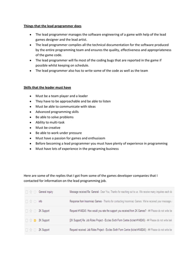 Things that the lead programmer does | PDF