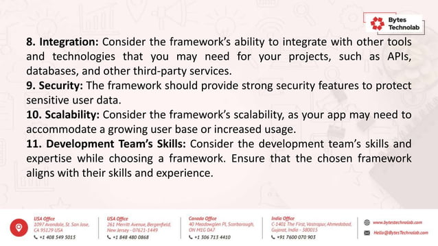 Things To Consider While Choosing Mobile App Development Framework Pptx