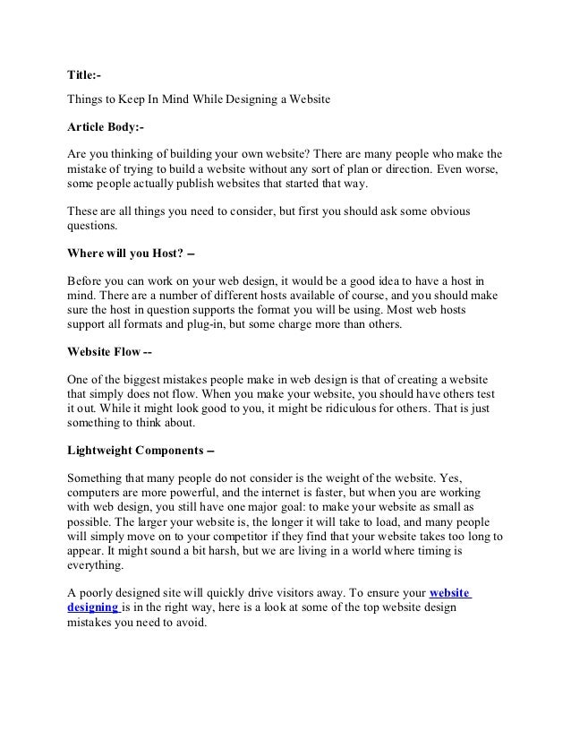 Things to keep in mind while designing a website