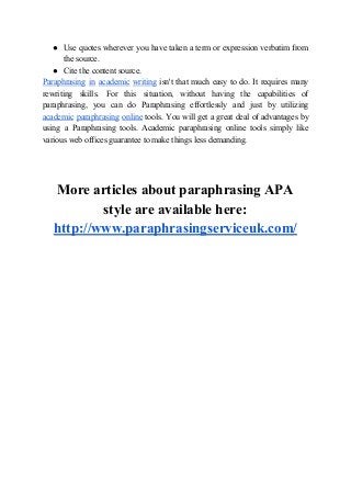 Things You Need to Know About Paraphrasing APA Style