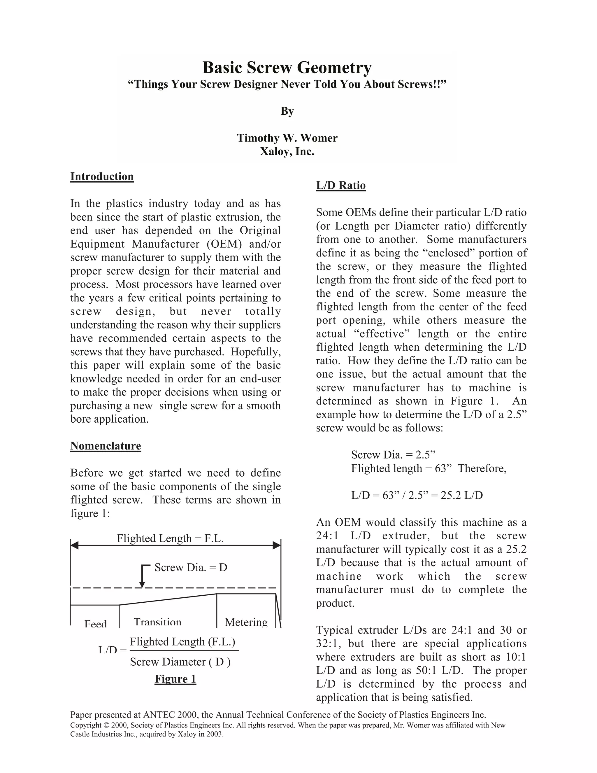 Basic Screw Geometry: Things Your Extruder Screw Designer Never Told ...